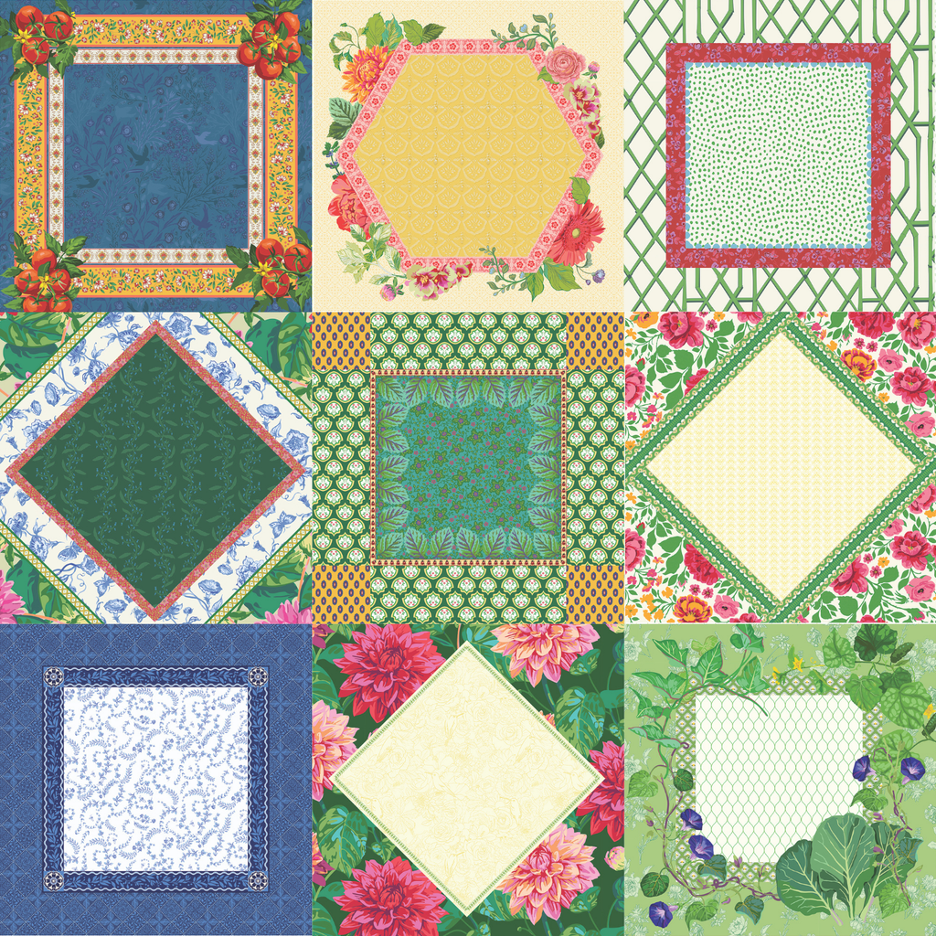 Garden Party Foundation Block Panels – Collage Quilter