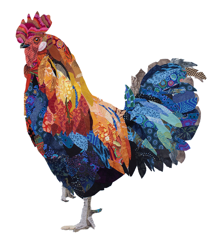 Petit Rouge Roosters – Collage Quilter