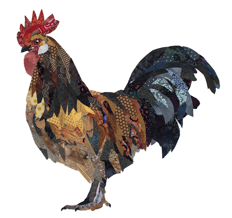 Petit Rouge Roosters – Collage Quilter